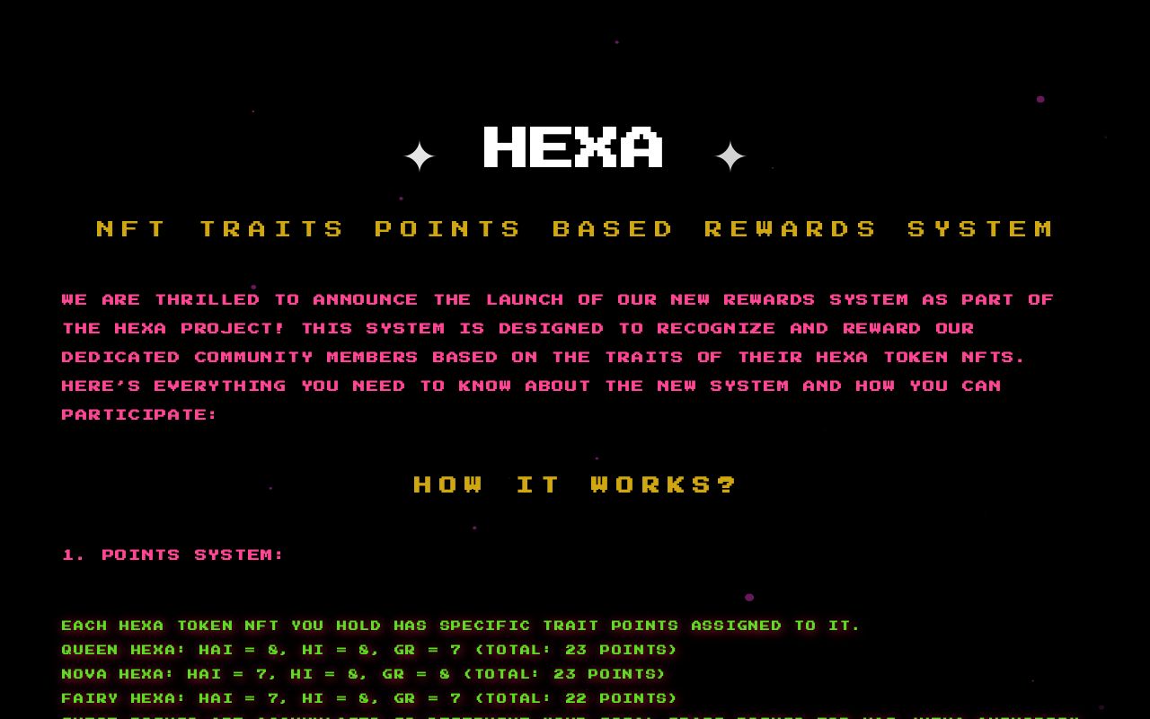 Hexa Rewards System